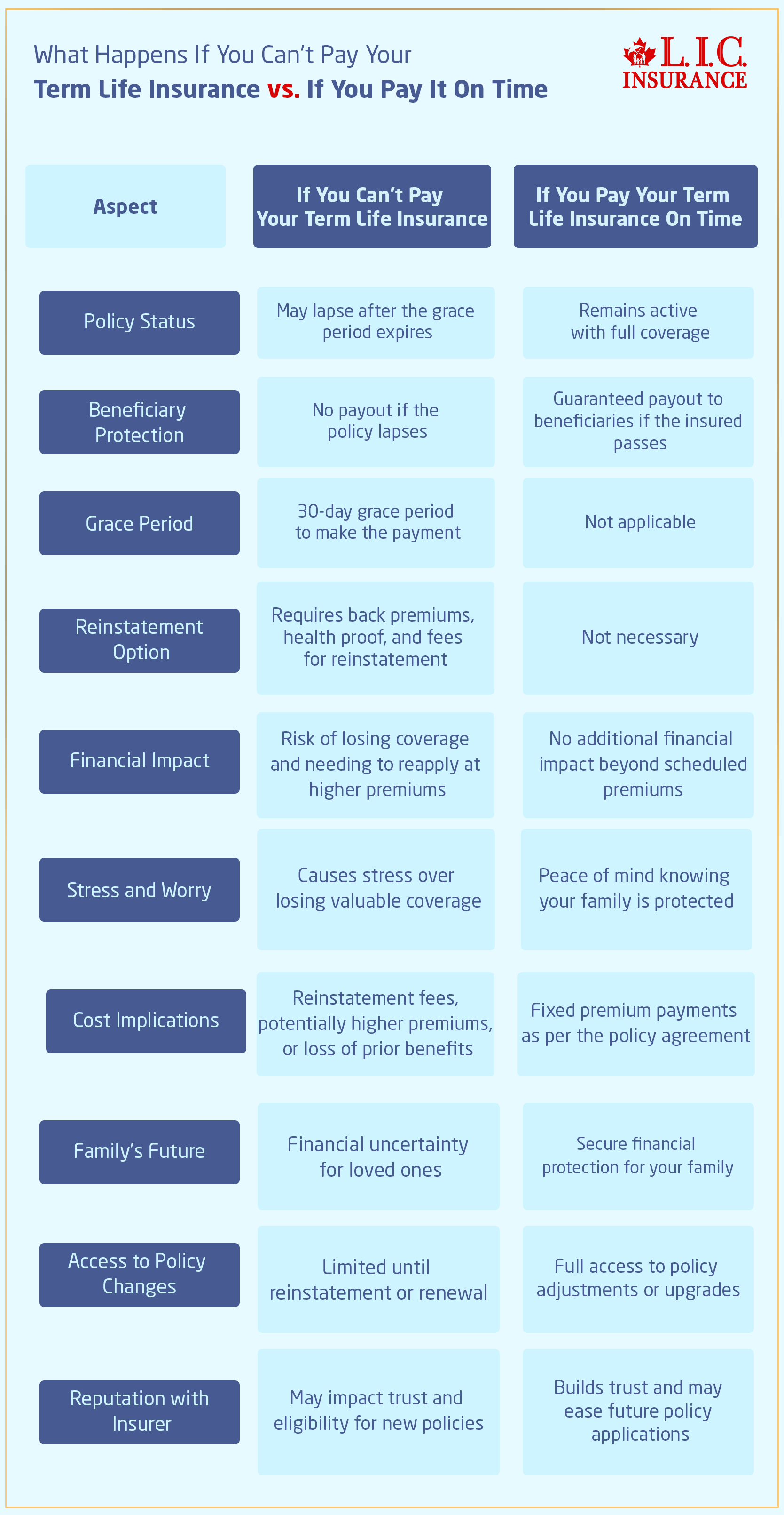 What Happens If You Can't Pay Your Term Life Insurance? | Canadian LIC